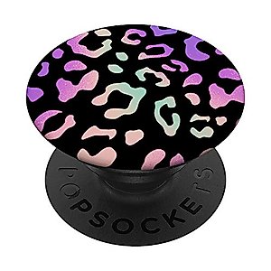 Rainbow Leopard Cheetah Black PopSockets Swappable PopGrip