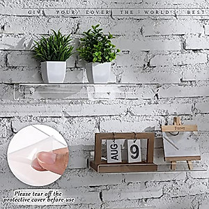 Hoteam 12 Pack Acrylic Floating Shelves 4 Inch Wide Invisible Kids Bookshelf Clear Acrylic Ledge Wall Mounted Storage Shelf Transparent Spice Rack Display Organizer for Books Photos 15 x 4 x 2''