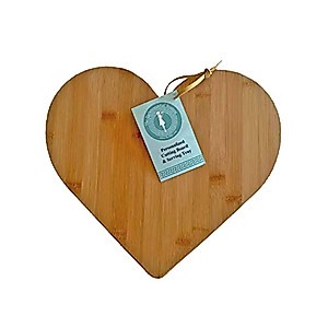 Heart Shaped Cutting Board Organic Bamboo 12 x 13.5 Large Generous Size Perfectly Crafted to Serve or Hang Valentines Day Romantic Gift Meat Cheese Charcuterie Wood Tray