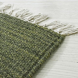 Rugsotic Carpets Hand Woven Flat Weave Kilim Wool 3'x5' Area Rug Solid Olive D00111
