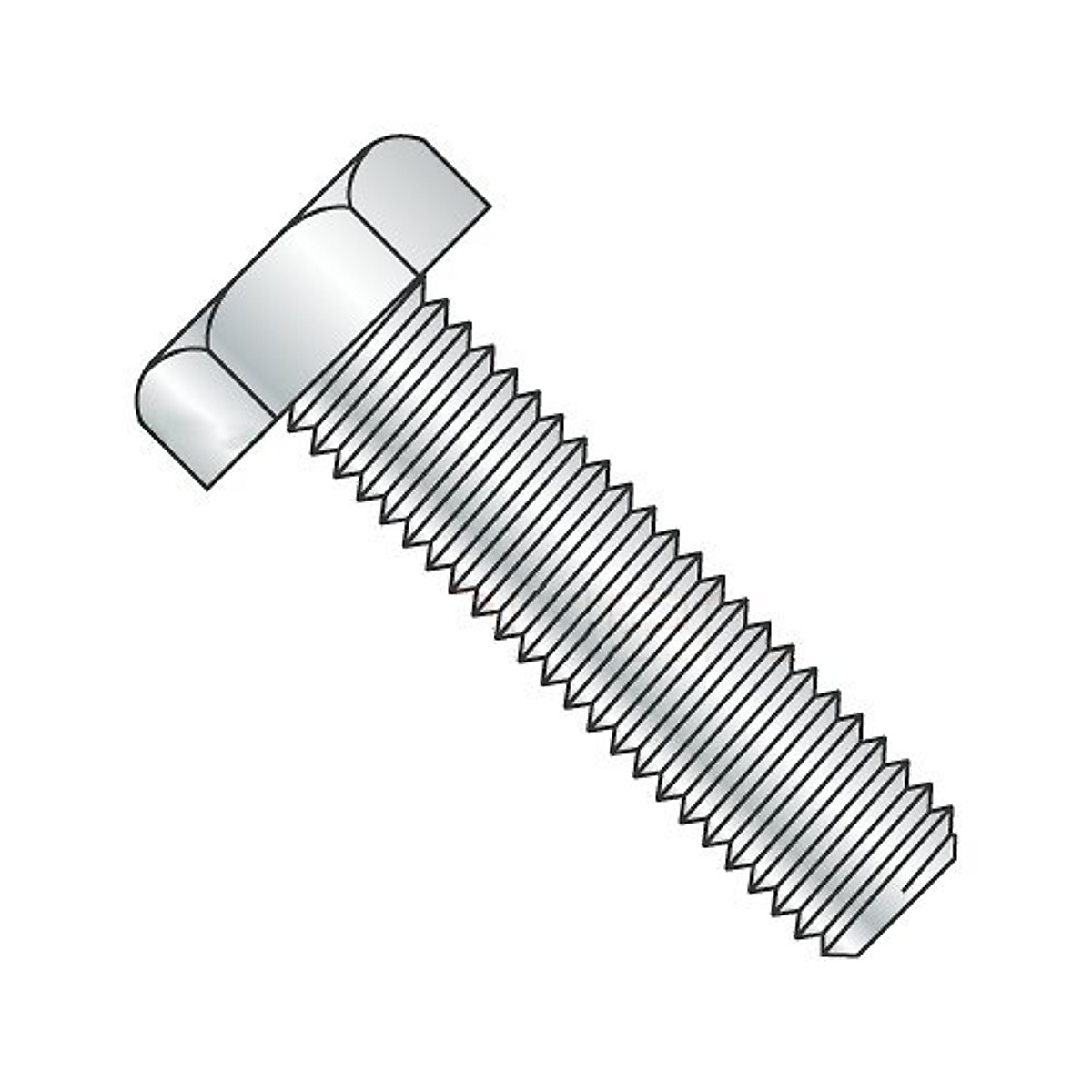 5/16 x 2-1/2" Fully Threaded Hex Tap Bolt A307 Grade A, Plain Steel (Quantity: 100) Coarse Thread, 5/16-18 x 2-1/2"