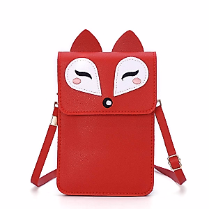 KL928 Women Small Crossbody Bag - Cell Phone Purse Smartphone Wallet Bags (Fox-Adjustable Strap)