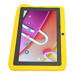 GLOGLOW Kids Tablet, HD Tablet US Plug 100-240V 5MP Front 8MP Rear 4GB 32GB with Bracket for Photograph for Android 10.0 (Yellow)