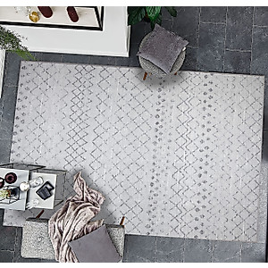 GLN Rugs Contemporary Collection - Machine Washable Modern Area Rug, Contemporary Washable Rug, Non Slip Area Rug, Abstract Living Room Rug, Bedroom Rug, Bathroom Rug (2'x3' Gray Rug)