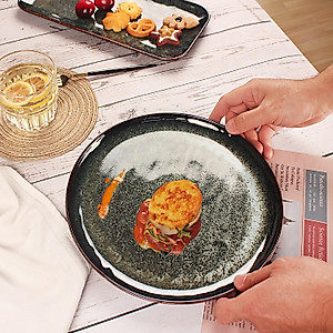 jinsongdafa Ceramic Dinner Plates Dish Set,Set of 4,for Lunch snacks -Microwave Oven & Dishwasher Safe,Scratch Resistant,Dinnerware Kitchen Porcelain Serving Dishes 10 Inch Round