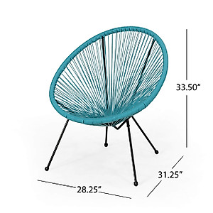 GDFStudio Outdoor Hammock Weave Chair with Steel Frame (Set of 2) - Teal and Black Finish