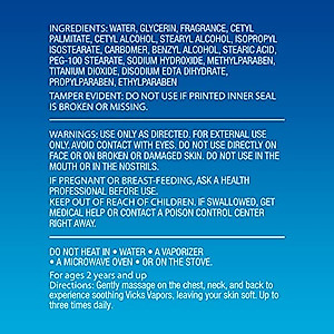 Vicks VapoCream, Easy to Use Non-Greasy Moisturizing Cream, Soothing & Comforting Non-Medicated Vapors, for Adults and Children Ages 2+, 3.0oz (2 Pack)
