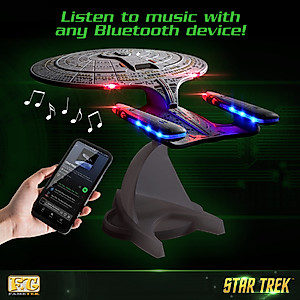 FAMETEK Star Trek U.S.S. Enterprise 1701-D – Replica Bluetooth Speaker, Engine Noise Sleep Machine, Night Light, Sound Effects – Memorabilia, Gifts, Gadgets, Collectibles for Star Trek Fans