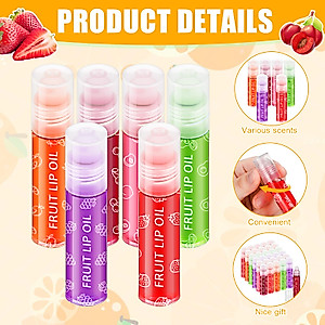 Dansib 30 Pcs Roll on Lip Gloss Glossy Fruit Lip Oil for Girls Kids Clear Flavored Lip Make-up Party Gifts for Teen, Assortment Set (Fruity)