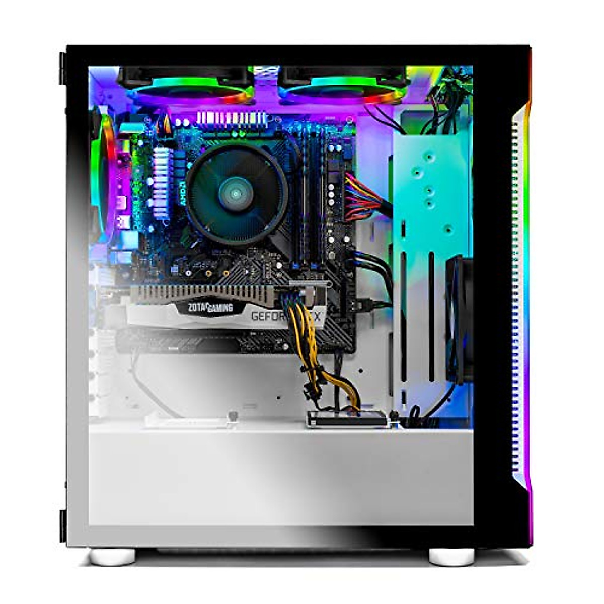 SkyTech Archangel 3.0 Gaming Computer PC Desktop - Ryzen 5 3600 6-Core 3.6GHz, RTX 2060 6G, 500GB SSD, 16GB DDR4 3000, RGB Fans, AC WiFi, Windows 10 Home 64-bit, White