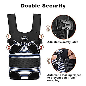 Wakytu Dog Front Carrier Backpacks for Small Dogs, Legs Out Pet Carrier Sling Backpack with Adjustable Padded Ventilated Shoulder Straps, Easy-Fit for Traveling Hiking Camping