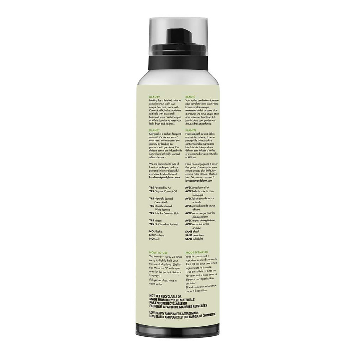 Love Beauty Planet Coconut Milk White Jasmine Hair Spray, Soft Hold Shine 6.8 oz