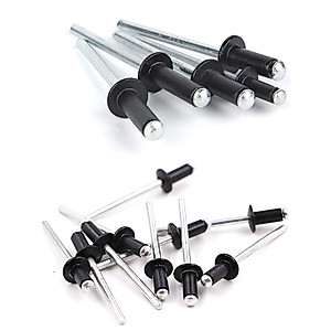 ISPINNER 100pcs 3/16" x 1" Aluminum Blind Rivets, 4.8 x 25.4mm Pop Rivets, Pack of 100 (Black)