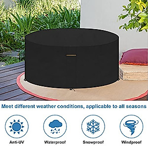 VANSHEIM Outdoor Dining Table Cover Round Outdoor Table Cover Waterproof Patio Coffee Table Cover Round Patio Furniture Covers Waterproof Heavy Duty Round with Air Vents Patio Table Cover Ø63 x28