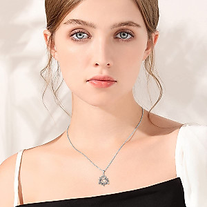 RMREWY Celtic Trinity Knot with Round Vine Necklace 925 Sterling Silver Jewelry Oxidized Good Luck Irish Triquetra Triangle Knot Holy Trinity Pendant Jewelry Mother's Day Gift For Women Mom