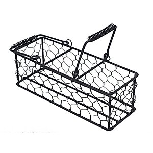 Mason Jar Lifestyle Caddy for 3 Pint Mason Jars in Chicken Wire with Wire Wrapped Handles