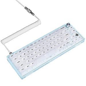 MAGIC-REFINER MK31 60% Wired Hot Swappable Mechanical Keyboard with Transparent Keycaps, Compact 66 Keys Chroma RGB Backlit Ergonomic Custom Gaming Keyboard Knob Control for PC/MAC