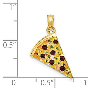 IceCarats 14K Yellow Gold Pizza Slice Necklace Charm Pendant Only