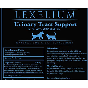 Organic Urinary Tract Infection UTI Support for Dogs and Cats - Fortified with Cranberry, D Mannose, and Curcumin - Optimizes Kidney & Bladder Function - Can Prevent Kidney/Bladder Stones - 200 G