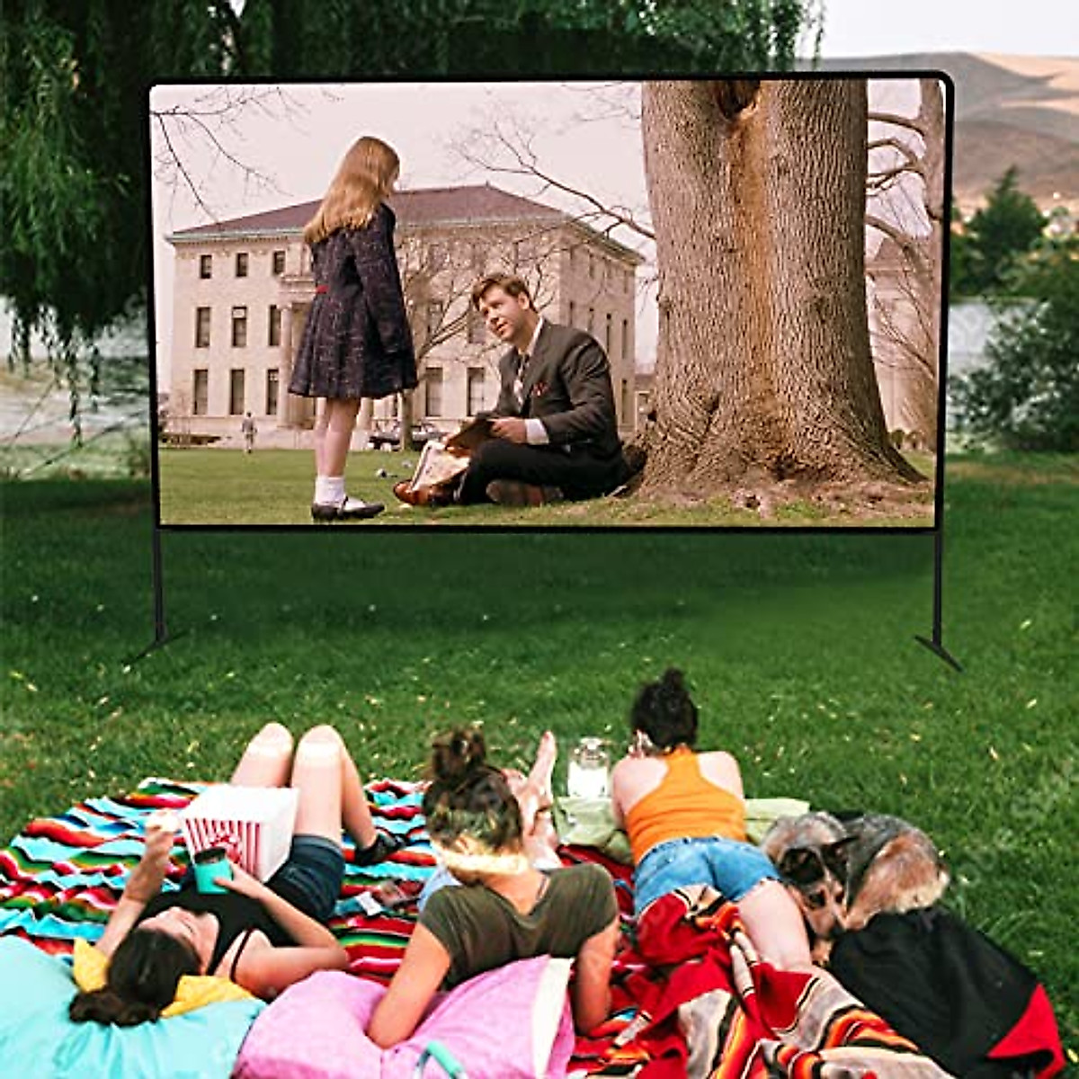 Projector Screen and Stand, 180 inch Foldable Outdoor Projector Screen 16:9 HD 4K Portable Projector Screen 1.1 Gain Outdoor Movie Screen for Home Theater or Office