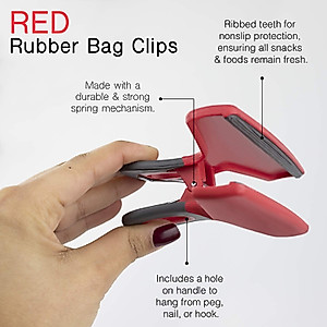 COOK WITH COLOR Food Clips - Chip Bag Clips Set of 4, 5 Inches Wide Heavy Duty Chip Clips, Large Bag Clips for Food Storage with Air Tight Seal Grip for Bread Bags, Snack Bags and Food Bags