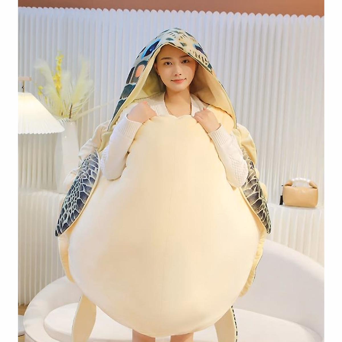 CARTBAE Turtle Shell Stuffed Animal Soft and Comfortable Tortoise Plush Pillow Creative Turtle Costume Plush Toy (39.3 in)