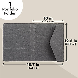 Professional Legal Notepad Portfolio, Grey Folio Notebook for Business and Work Organizer (12.5 x 10 in)