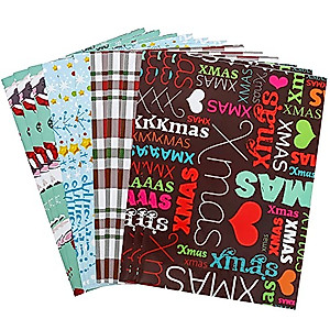 AUCLAY Christmas Wrapping Paper Sheets for Holiday Thanksgiving - Xmas Gift Wrap 4 Designs Red/Green Plaid, Snowflakes, Love, Dogs - Pack of 12, Folded Flat, 20 Inch X 29 Inch Per Sheet