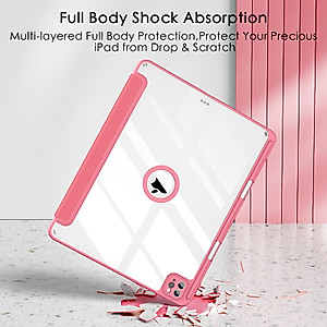 Soke Clear Case for iPad Air 13 Inch M3 2025 & M2 2024 - Built-in Pencil Holder+Auto Sleep/Wake+Camera Protection, Shockproof Back Cover for Apple iPad Pro 12.9 Inch,Watermelon