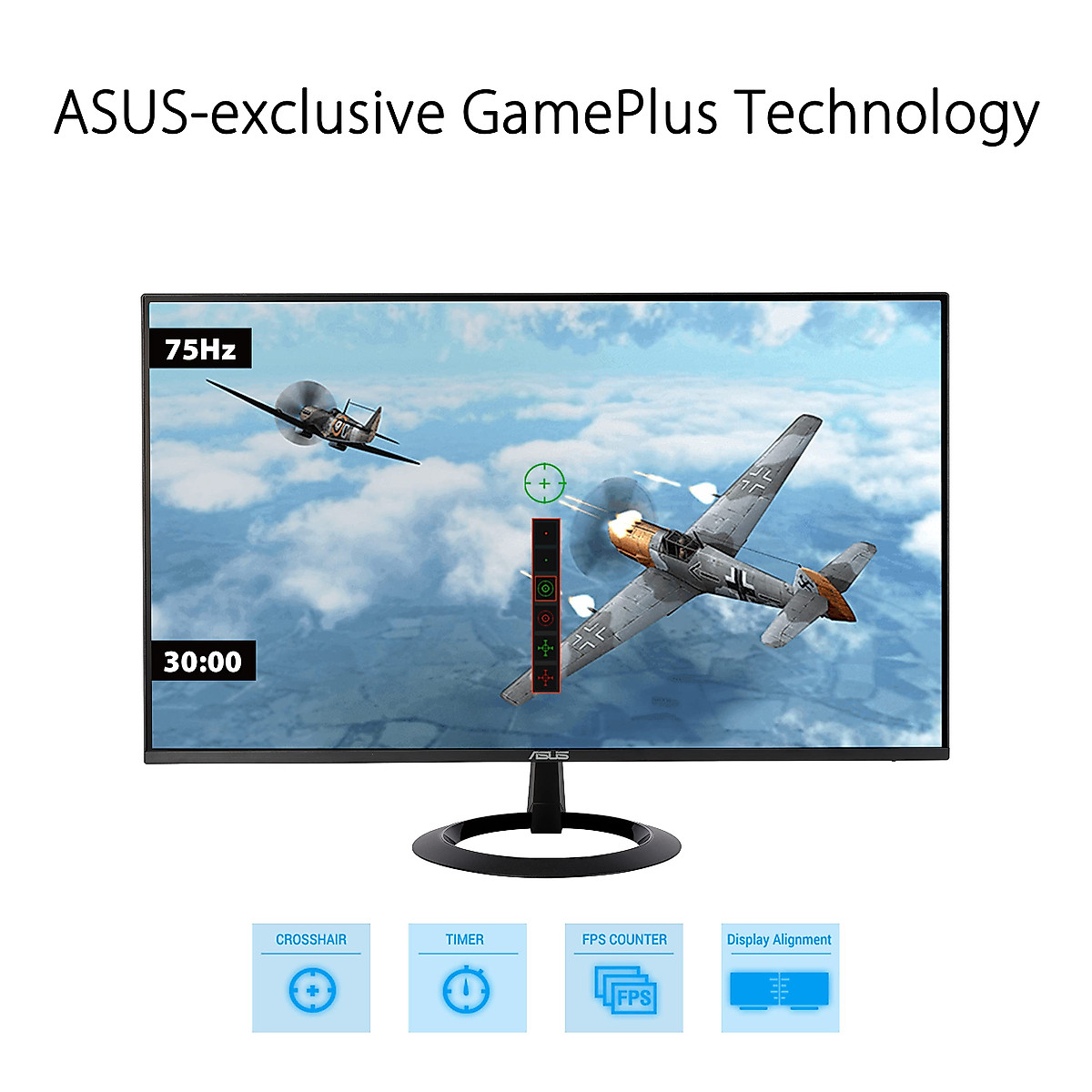 ASUS 27” 1080P Monitor (VZ27EHE) - Full HD, IPS, 75Hz, 1ms, Adaptive-Sync/FreeSync, Low Blue Light, Flicker Free, Ultra-Slim, VESA Mountable, Frameless, HDMI, VGA (Renewed)