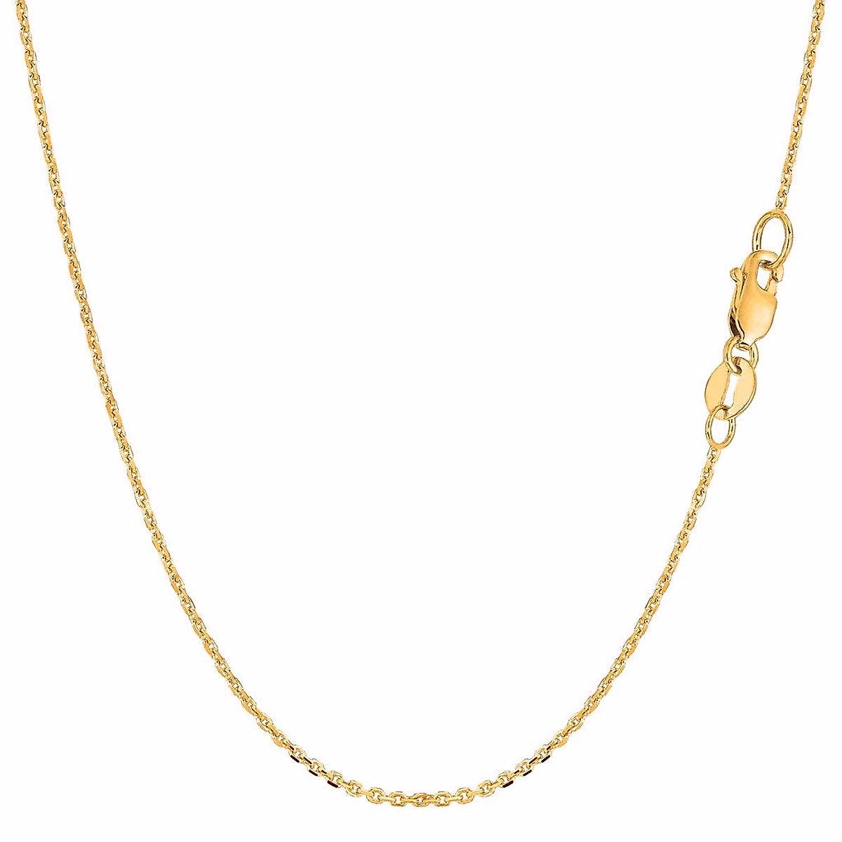 14K Yellow or White Or Rose/Pink Gold 1.1mm Shiny Round Cable Link Chain Necklace for Pendants and Charms with Lobster-Claw Clasp (16" and 18 inch)