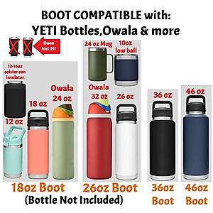 One MissionX Protective Silicone Boot Sleeve Compatible with YETI 46oz 36oz 26oz 18oz 12oz Water Bottles, Anti-Slip Bottom Cover, BPA FREE (Black, Fits 36 oz Bottle)