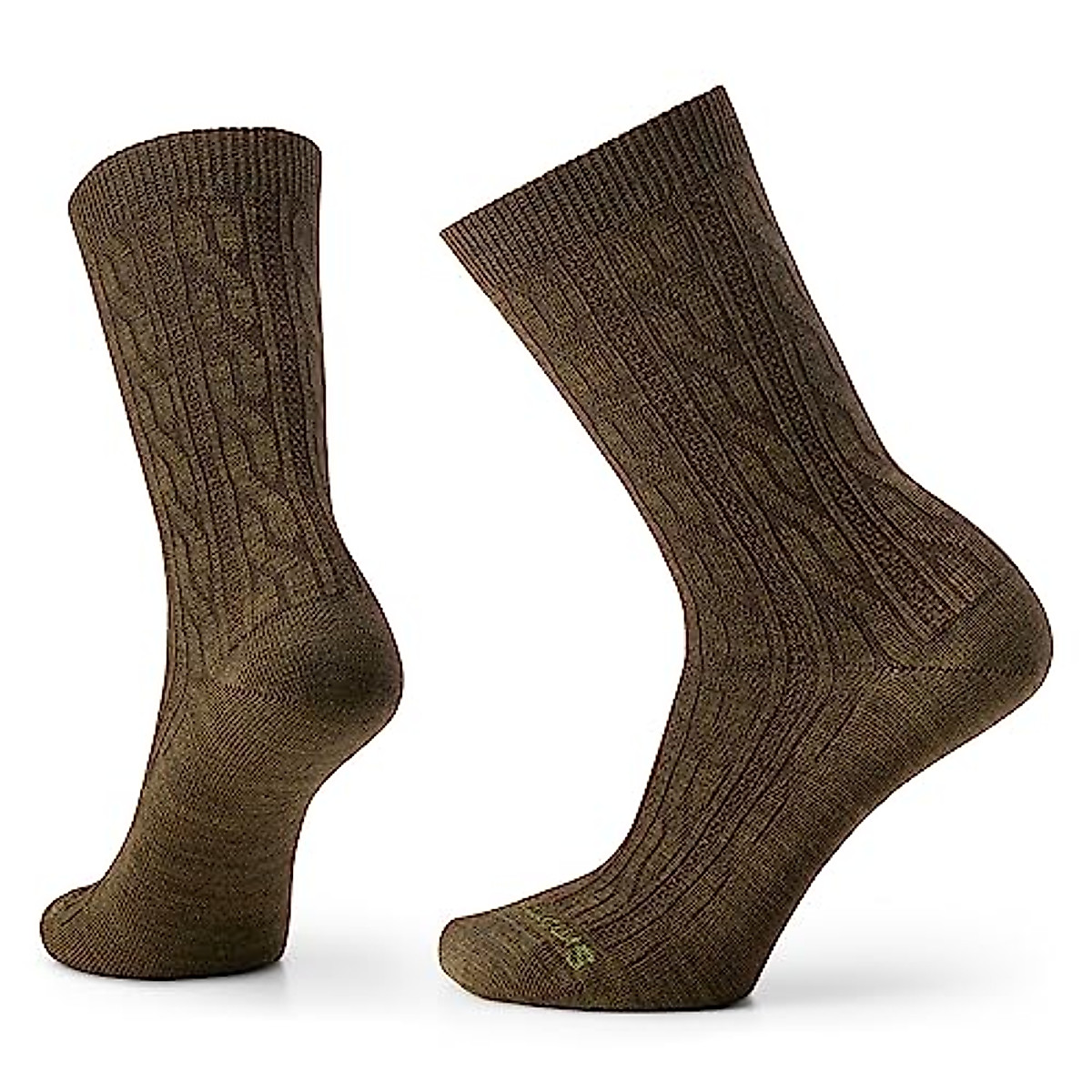 Smartwool Everyday Zero Cushion Merino Wool Cable Crew Socks for Men and Women, Military Olive, Medium