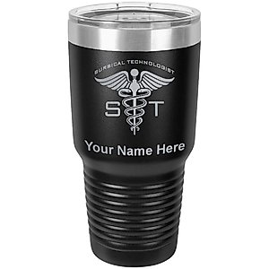 LaserGram 30oz Vacuum Insulated Tumbler Mug, ST Surgical Technologist, Personalized Engraving Included (Black)