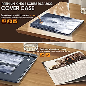 MoKo Case for 10.2“ Amazon Kindle Scribe 2022 Release-1st Generation, Slim PU Shell Leather Cover Case with Auto-Wake/Sleep for Kindle Scribe e-Reader 2022, Gray Forest