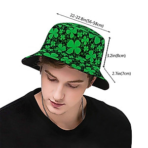 St. Patrick's Day Bucket Hat for Adult Lucky Clover Fisherman Hat Travel Packable Sun Cap Outdoor Hat for Women and Men