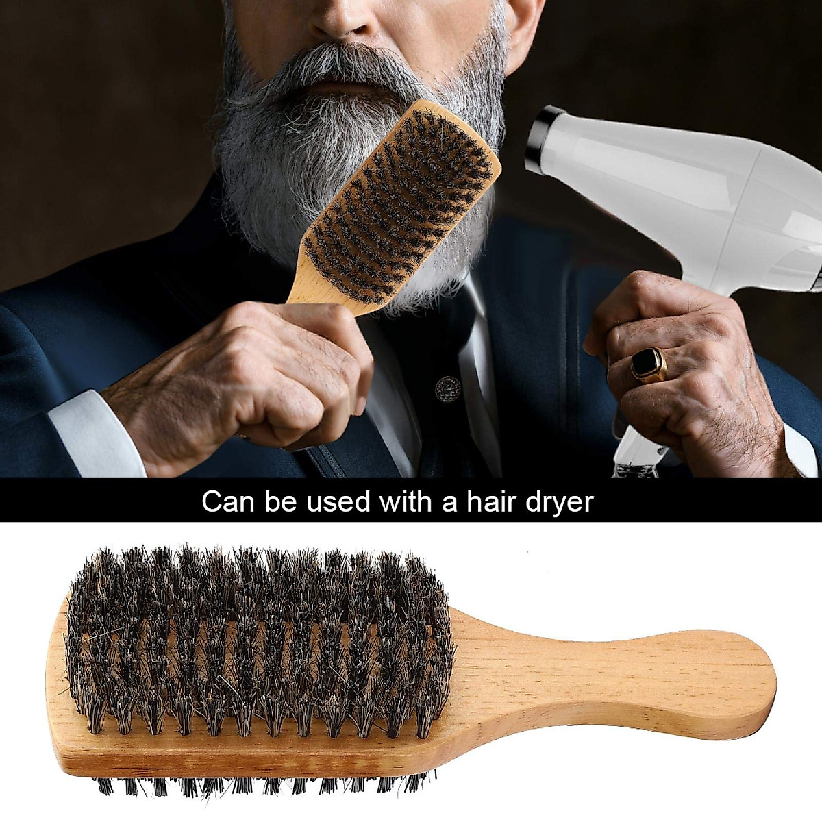 Wooden Beard Brush Moustache Brush,Double-Sided Beard Brush,Professional Beard Brush Shaving BrushesShaving Accessories