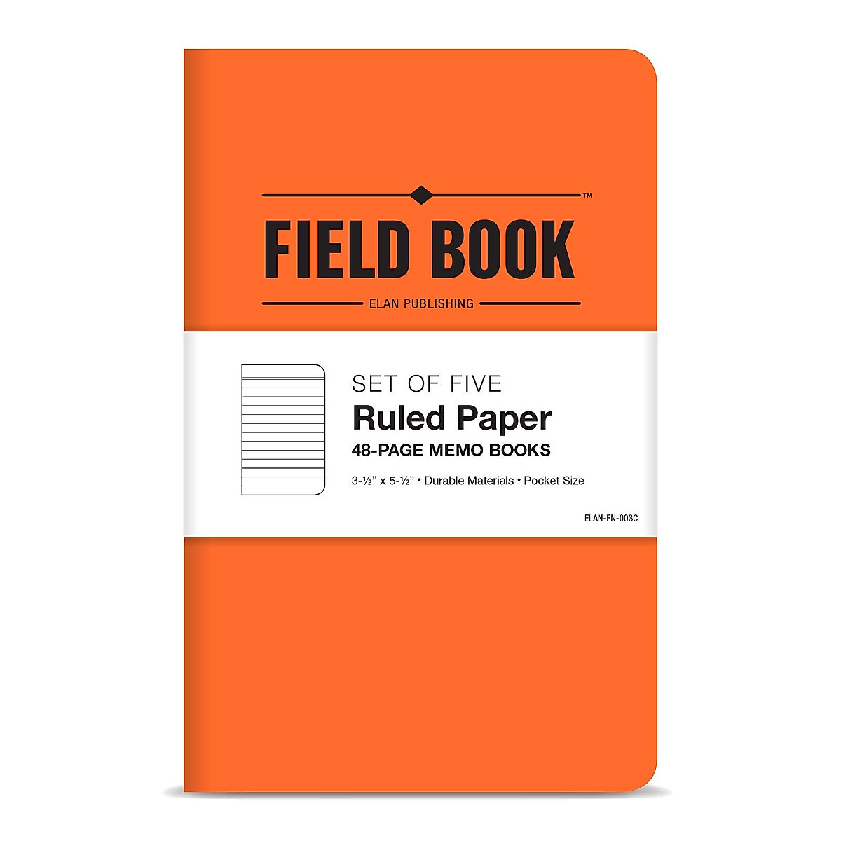 Field Notebook/Pocket Journal - 3.5"x5.5" - Orange - Lined Memo Book - Pack of 5