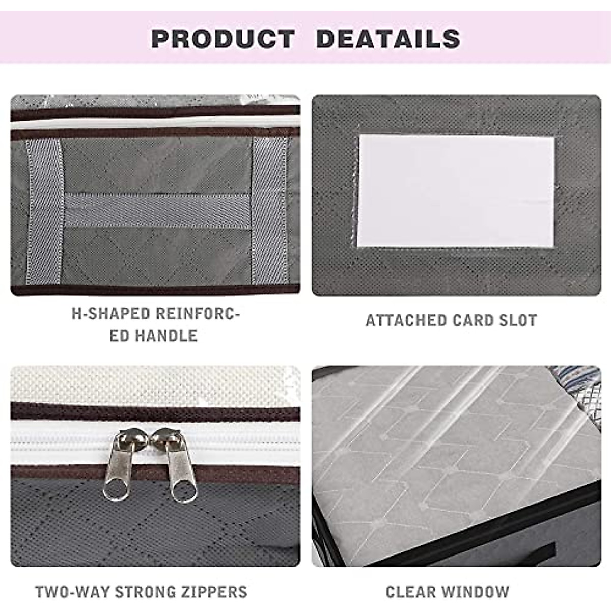 Fixwal Under Bed Storage Bins 3 Pack 75L Underbed Storage Containers Large Capacity Clothes Storage Bags with Clear Windows Lids Bedroom Foldable Storage Organizer for Comforters Blankets Bedding