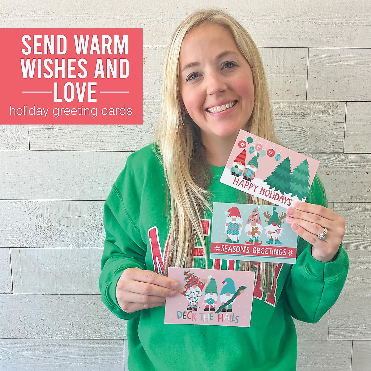 Hadley Designs 24 Christmas Cards with Envelopes - Blank Holiday Cards with Envelopes for Family, Friends & Business, Made in the USA (Gnome)