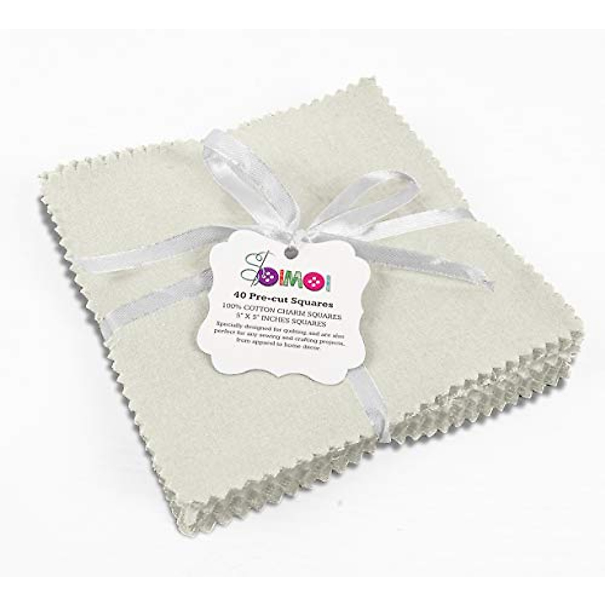 Soimoi Solid White Precut 5 inch Cotton Fabric Quilting Squares Charm Pack DIY Patchwork Sewing Craft