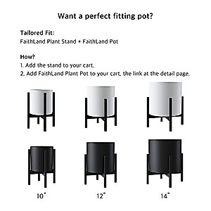 FaithLand Mid Century Plant Stand Indoor Outdoor (EXCLUDING 12" Plant Pot) , Hold Up to 12 Inch Planter, Metal Planter Stand, Potted Plant Holder, Black - Fits Snake Plant - Upgraded Design.