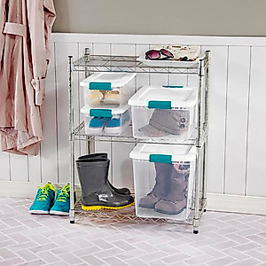 Clear Latching Storage Boxes Bins Stackable with Hinged Lids BPA and Phthalate Free Made In USA (15 Quart)