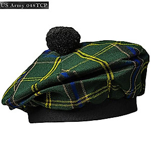UMAM Scottish Traditional Tam o' Shatner Tammy Hat Flat Bonnet Kilt Many Tartans (Us Army 048tcp)