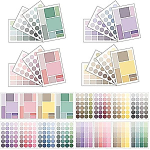 16 Sheet Dots & Square Sticker Colorful Decorative Adhesive Sticker, Decoration Labels for Arts, DIY Crafts, Album, Bullet Journal Supplies, Planner, Scrapbook, Card/Gift Wrapping (Four Theme Colors)