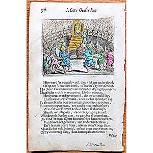 Antique Copperplate Miniature Engraving: BL96 from Ouderdom, Buyten Leven, en Hof Gedachten