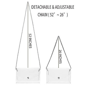 Vorspack Clear Purse Gift for Women Stadium Approved Clear Crossbody Bag Cute for Sports Concert Prom Party Present with Removable & Detachable Chain - Clear(Silver Chain)
