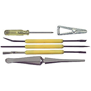 Parts Express 6 Piece Soldering Tool Accessory Kit with Heat Sink and Tweezers