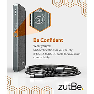 zutBe PowerTrip 10000mAh Portable Charger with 1 USB-C 2 USB-A Ports and 18W of Power Delivery PD Charge Any iPhone 14/13/12/11/ Samsung Galaxy iPad Pixel Switch and More (Wall Charger Not Included)