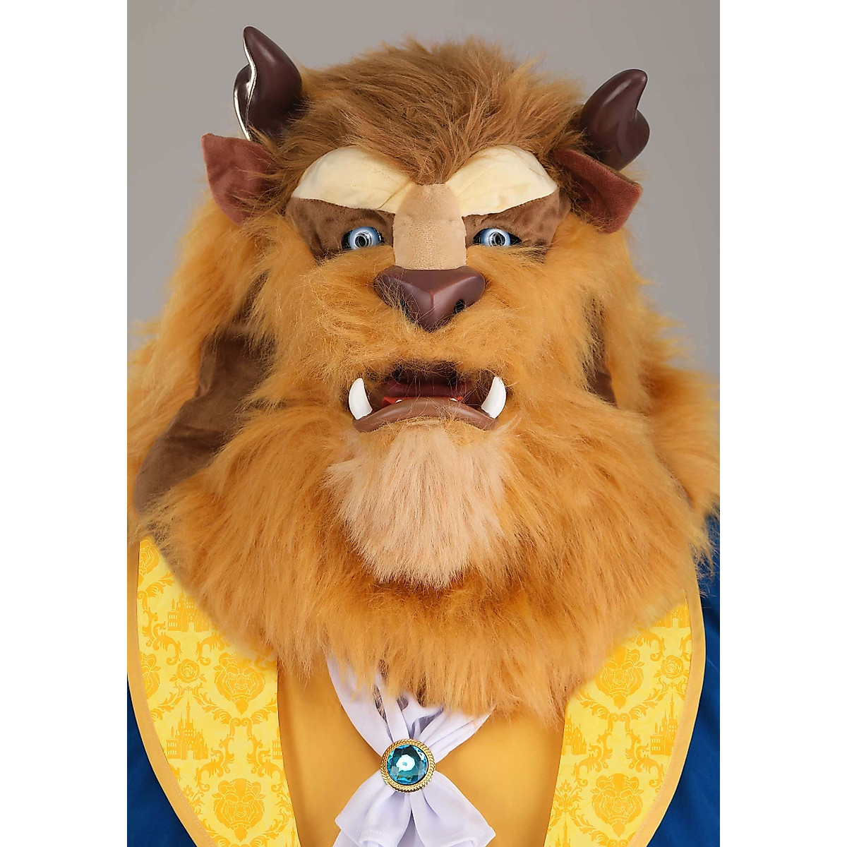 Plus Size Beast Costume | Adult Disney Beauty and The Beast Mouth Mover Full Head Mask | Blue Dance with Belle Outfit 5X